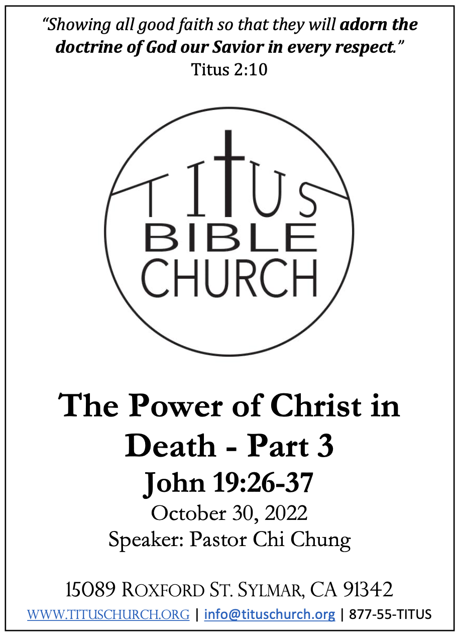 Sunday Program 10/30/2022 – Titus Bible Church